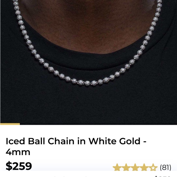 gld | Jewelry | Gld Iced Ball Chain In White Gold 4mm | Poshmark